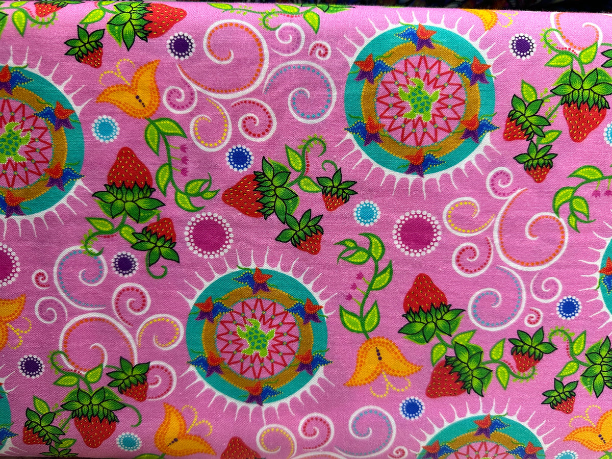 Quilting Cotton - turtles n’strawberries - 1/2 meter. Pink – Atex ...