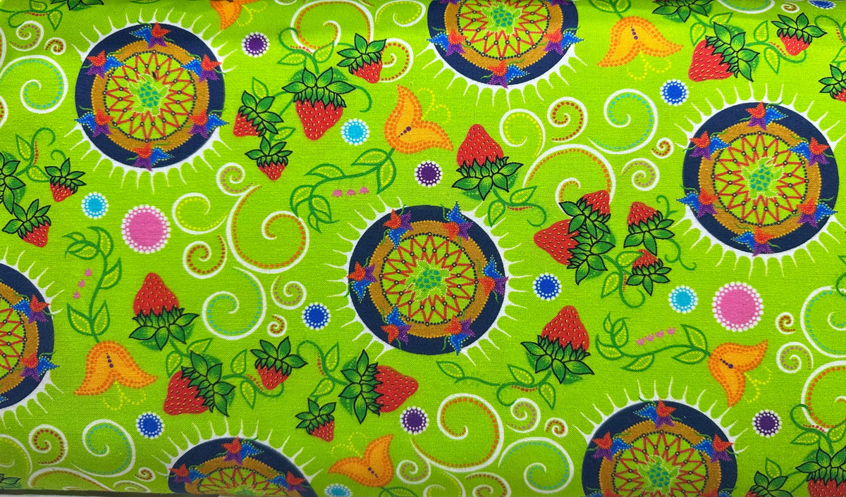 Quilting Cotton - turtles n’strawberries - 1/2 meter. Green – Atex ...