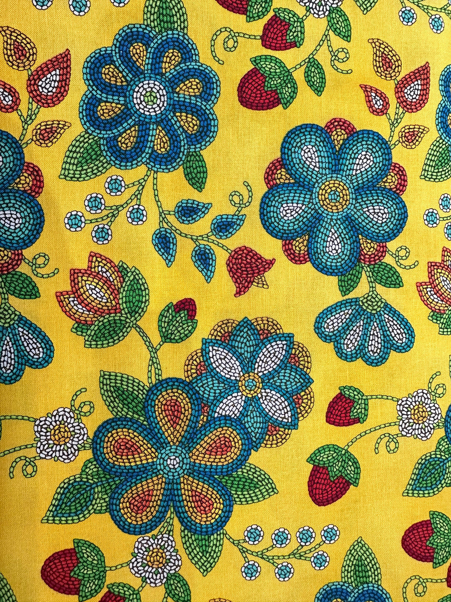 Quilting Cotton - Beaded Flower yellow/blue - 1/2 meter – Atex Designer ...